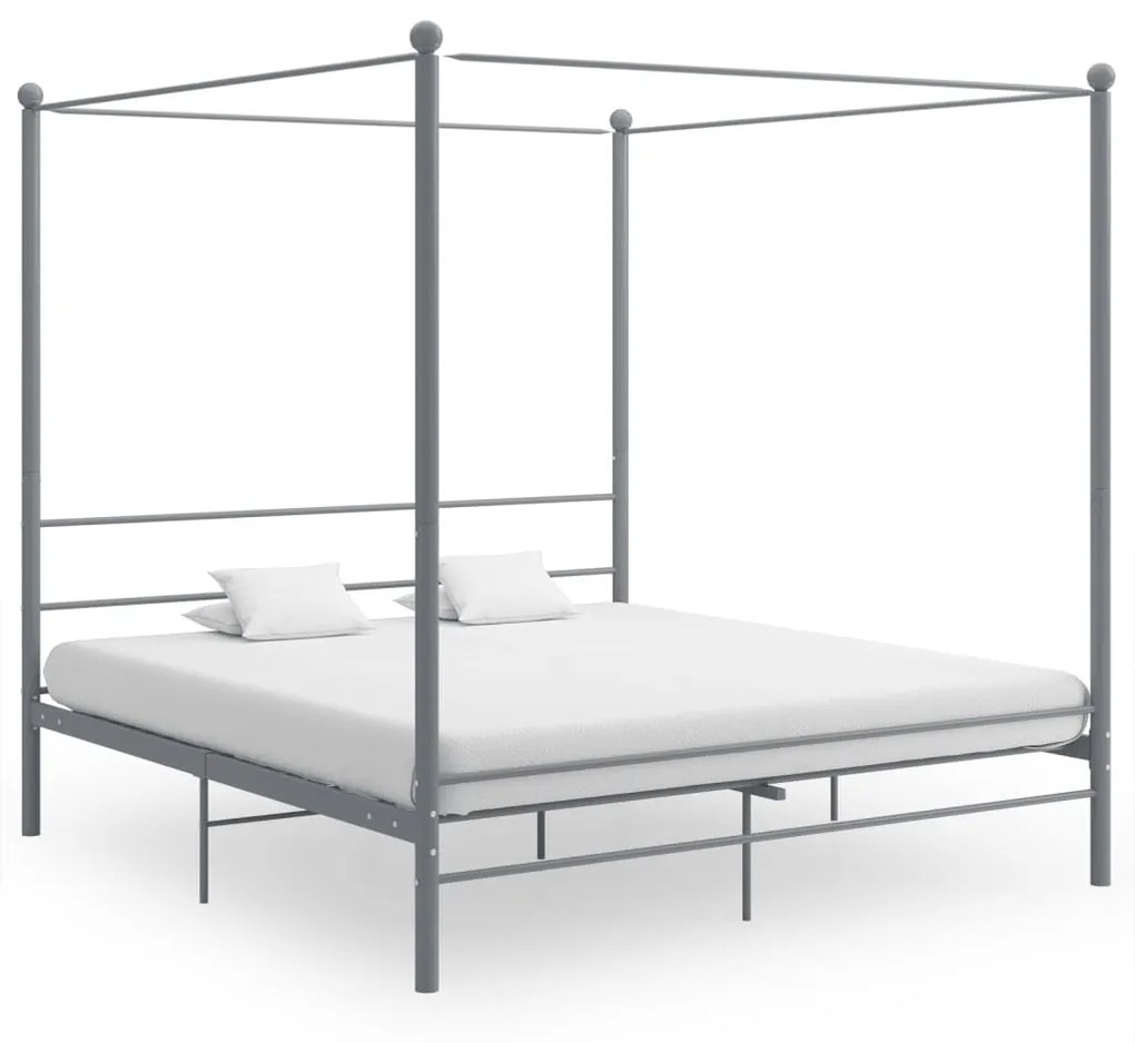 Rám postele s nebesy šedý kovový 180 x 200 cm,  325068