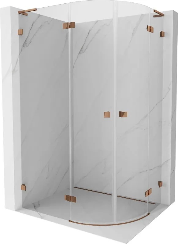 Mexen Lunar, L půlkruhový výklopný sprchový kout levý 90 x 80 cm, 8mm čiré sklo, profil růžové zlato, 833L-090L-080P-60-00