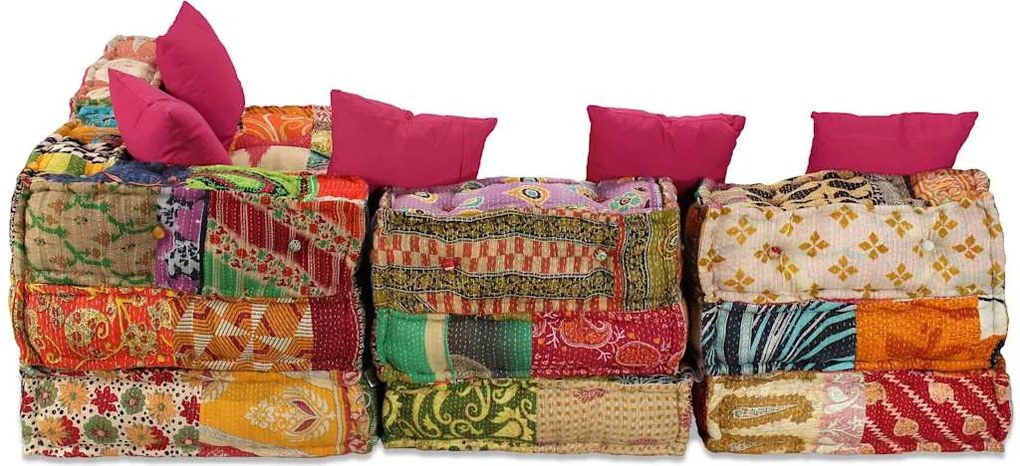 4místný modulární pouf patchwork textil 244981