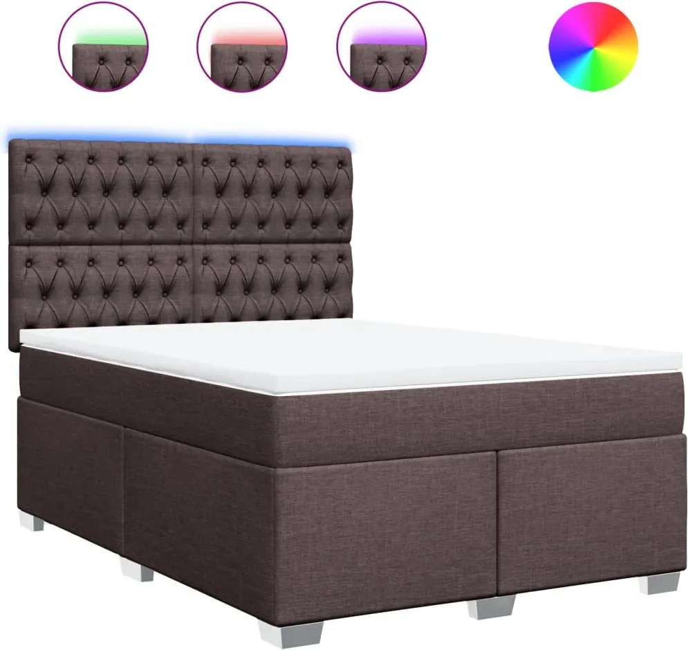 Box spring postel s matrací tmavě hnědá 140x200 cm textil 3292821