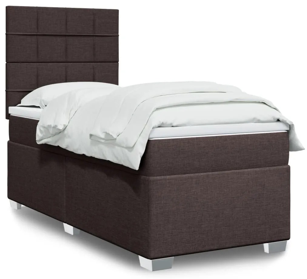 Box spring postel s matrací tmavě hnědá 90x200 cm textil 3290374