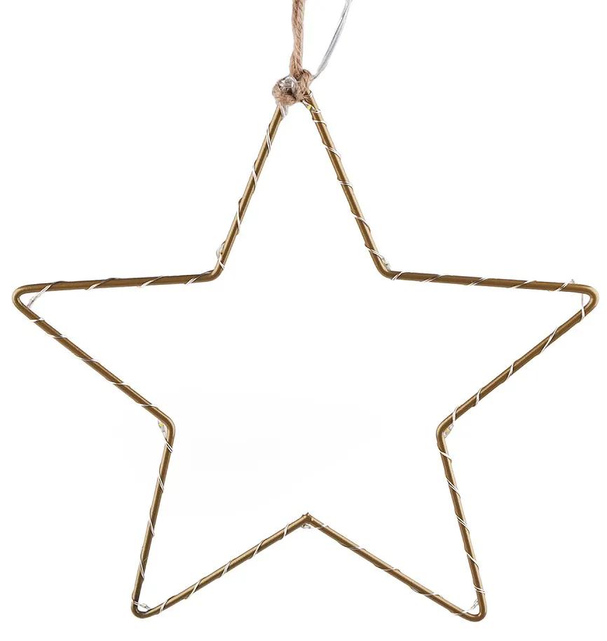 Dekorační vánoční svítící LED hvězda k zavěšení, Balení 1 ks, Varianta zlatá mat