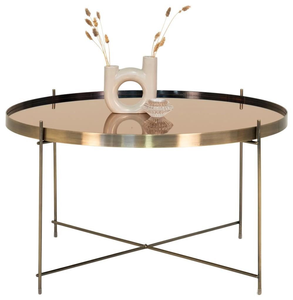 House Nordic Konferenční stolek, ocel v barvě mosazi se sklem\nØ70xh40cm