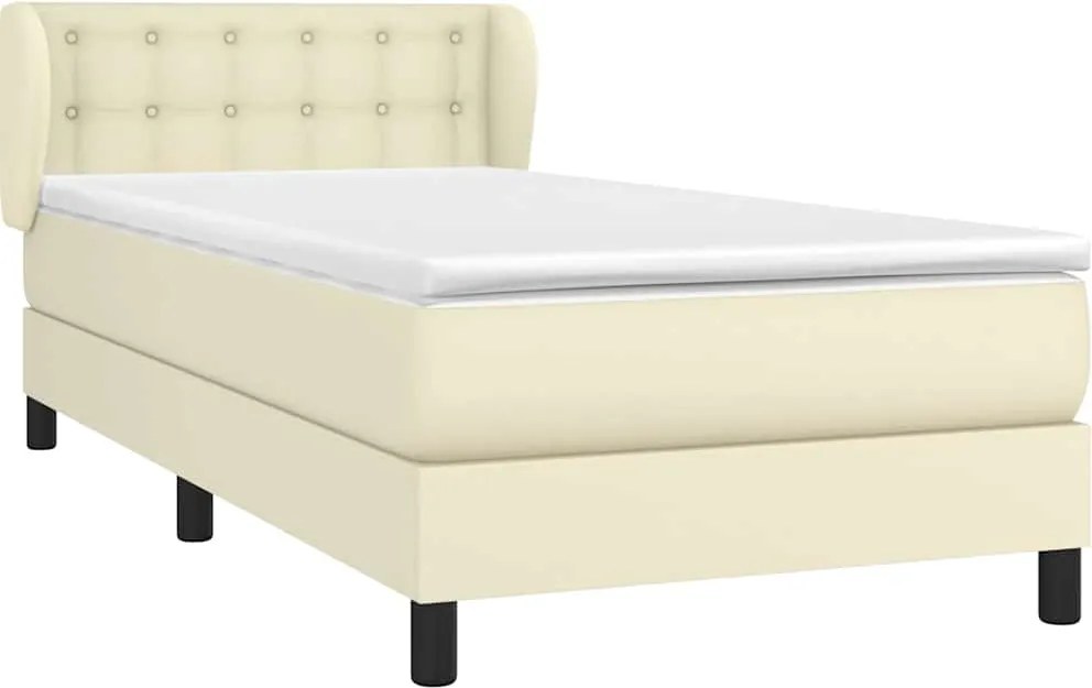 Box spring postel s matrací krémová 100x200 cm umělá kůže 3127297