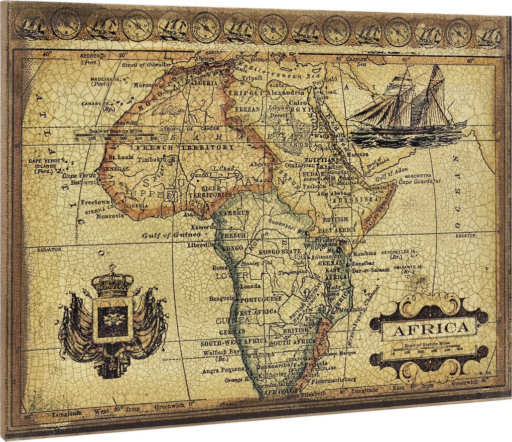 [art.work] Designový obraz na stěnu - mapa Afriky - zarámovaný - 60x80x2,8 cm