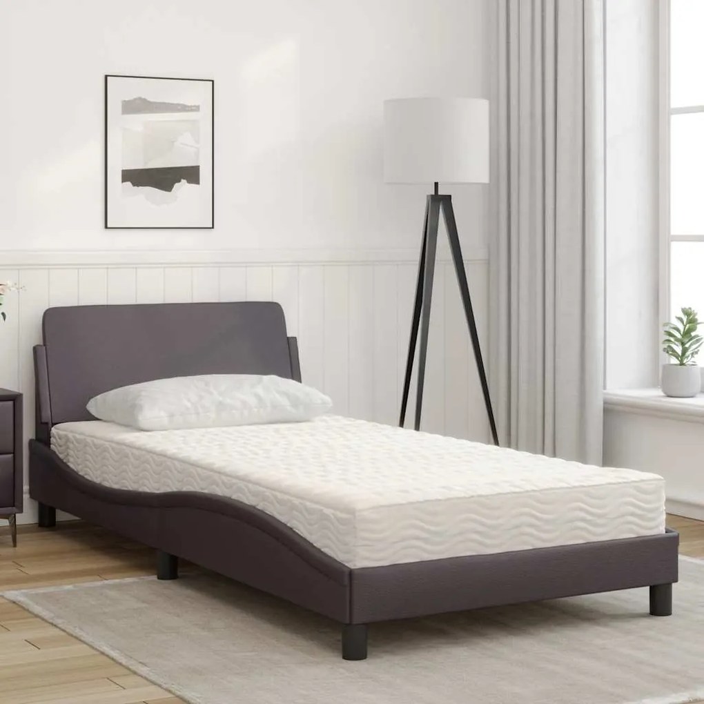 Postel s matrací Dover šedá 100 x 200 cm umělá kůže 3208360