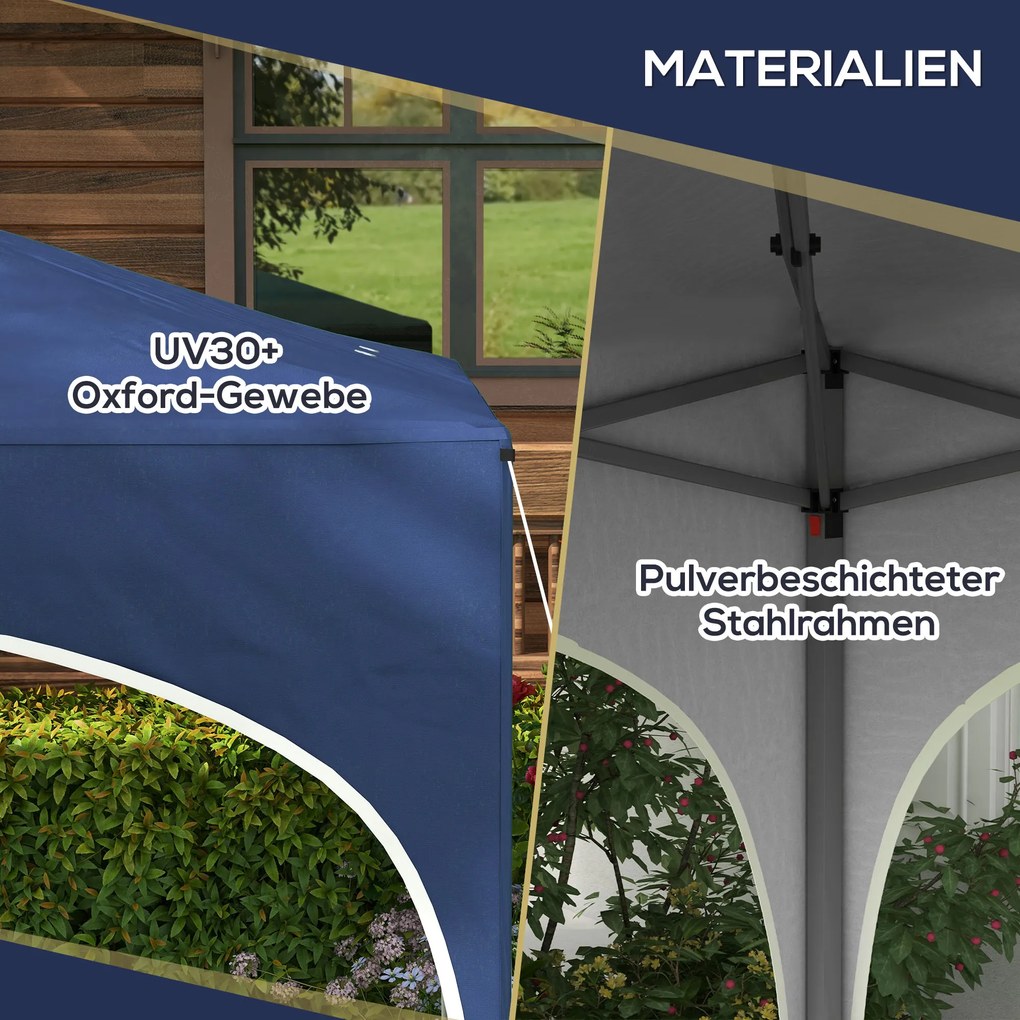 Faltpavillon, höhenverstellbar, Metallstützen, robuste Plane, inkl. Tragetasche, 2,95 x 2,95 x 2,55m, Dunkelblau