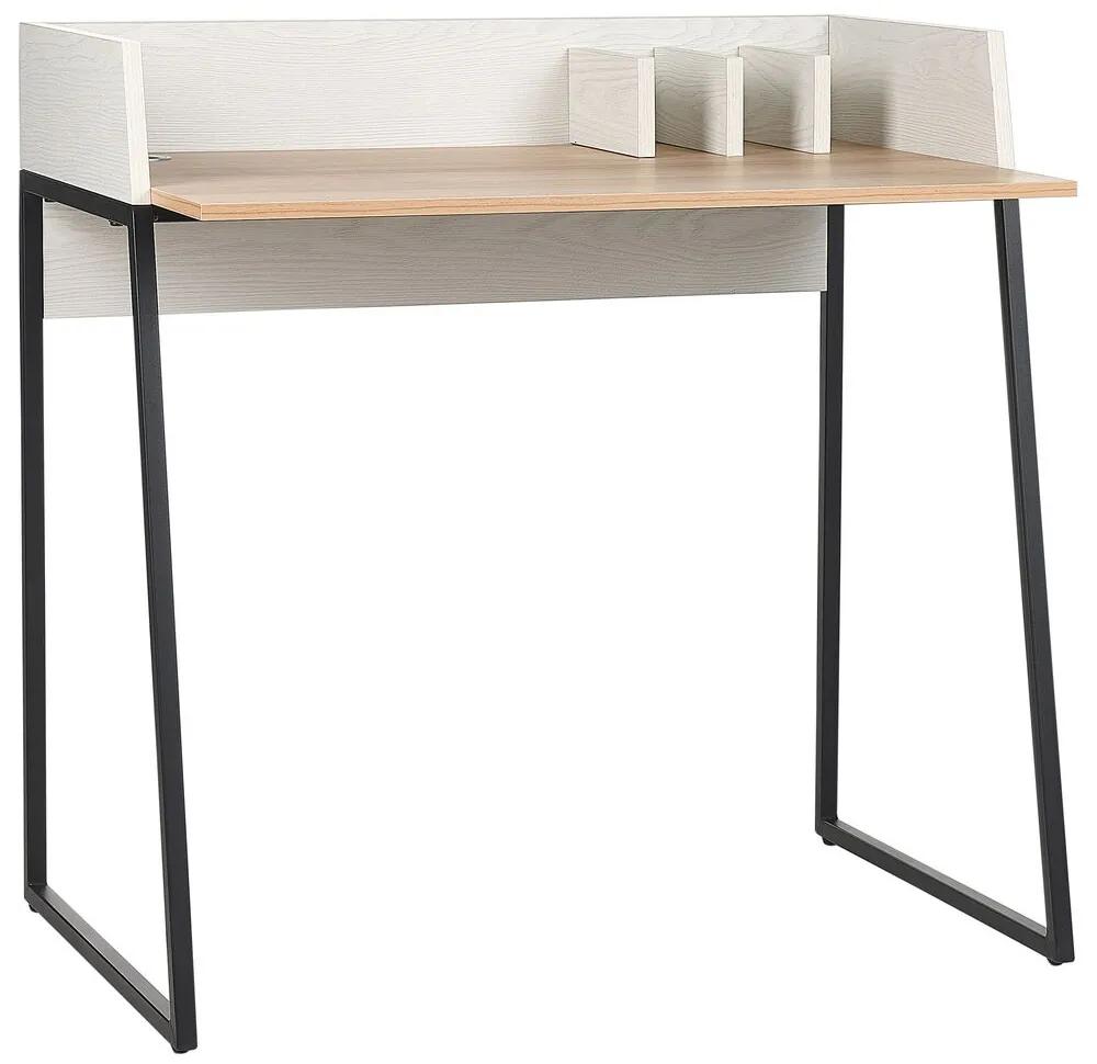 Psací stůl 90 x 60 cm světlé dřevo/bílý ANAH Beliani