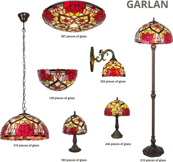 Brilagi - Tiffany vitrážový lustr na řetězu GARLAN 2xE27/60W/230V