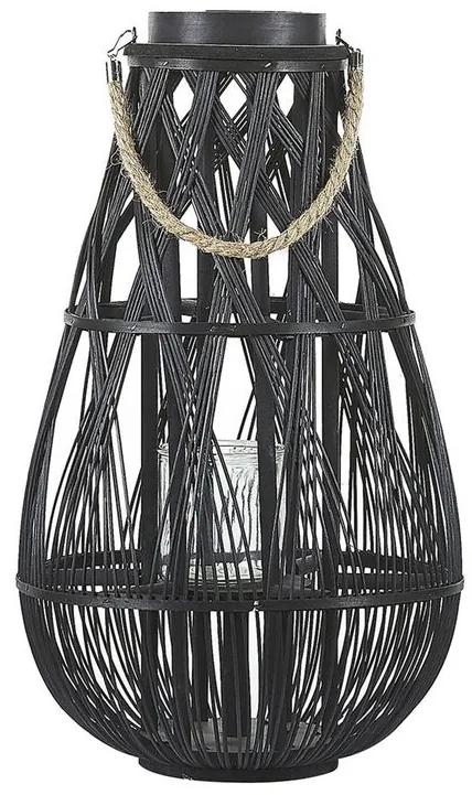 Proutěný lampion černý 56 cm TONGA Beliani