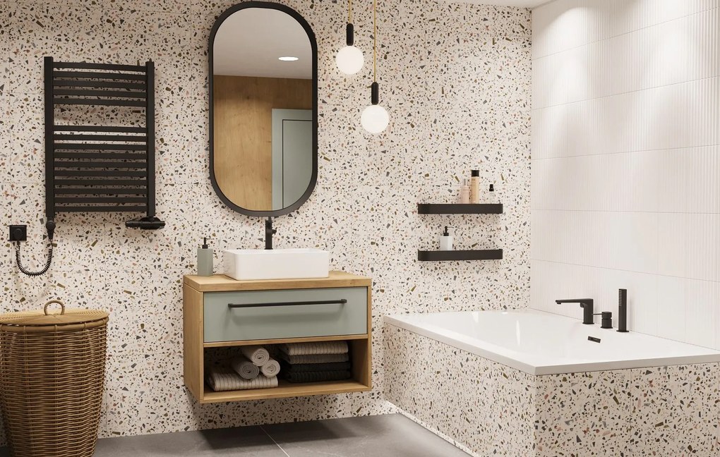 Invena Trend, 3-otvorová vanová baterie, černá matná, INV-BW-02-S04-V
