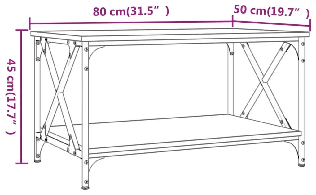 Konferenční stolek hnědý dub 80 x 50 x 45 cm kompozit a železo - Default Title