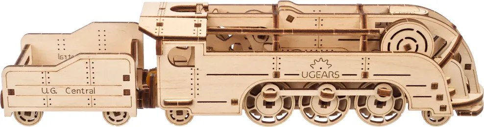 UGEARS MODELS Dřevěná 3D stavebnice mechanického modelu mini lokomotiva