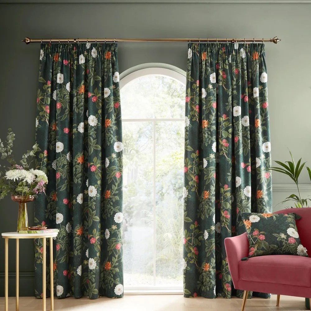 Zelené závěsy v sadě 2 ks 168x183 cm Arcadia Floral – RHS