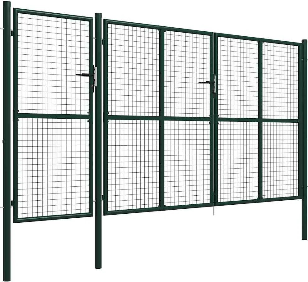 Zahradní brána ocelová 400 x 150 cm zelená 144313