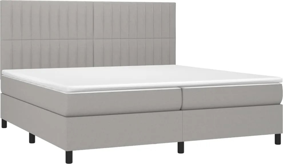 Box spring postel s matrací světle šedá 200 x 200 cm textil 3141961