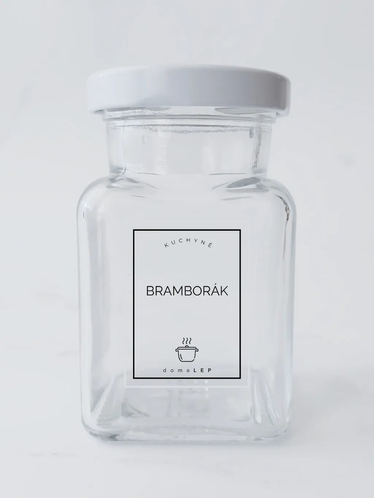 Samolepka na kořenky BRAMBORÁK průhledná 3 × 4 cm základní písmo