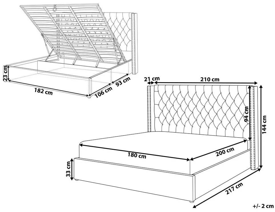 Sametová postel s úložným prostorem 180 x 200 cm růžová LUBBON Beliani