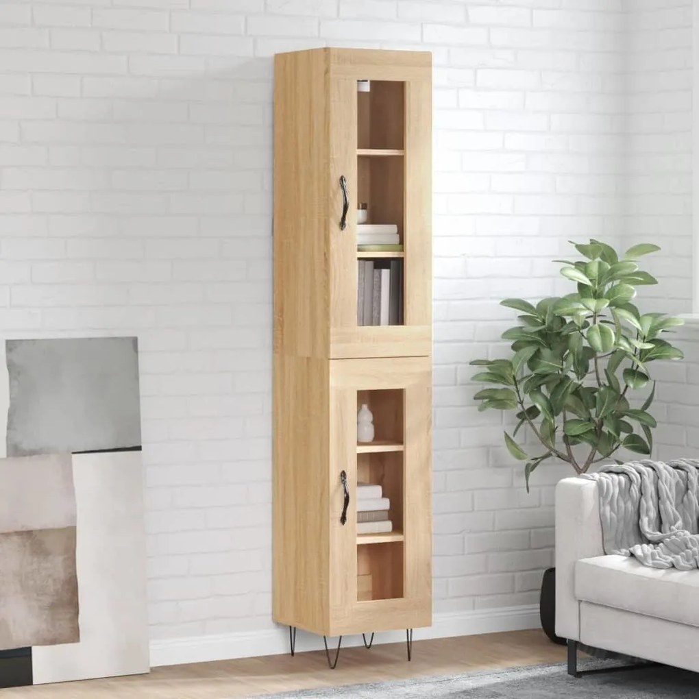 vidaXL Skříň highboard 34,5x34x180 cm kompozit [3199461] Barva: bílá s vysokým leskem