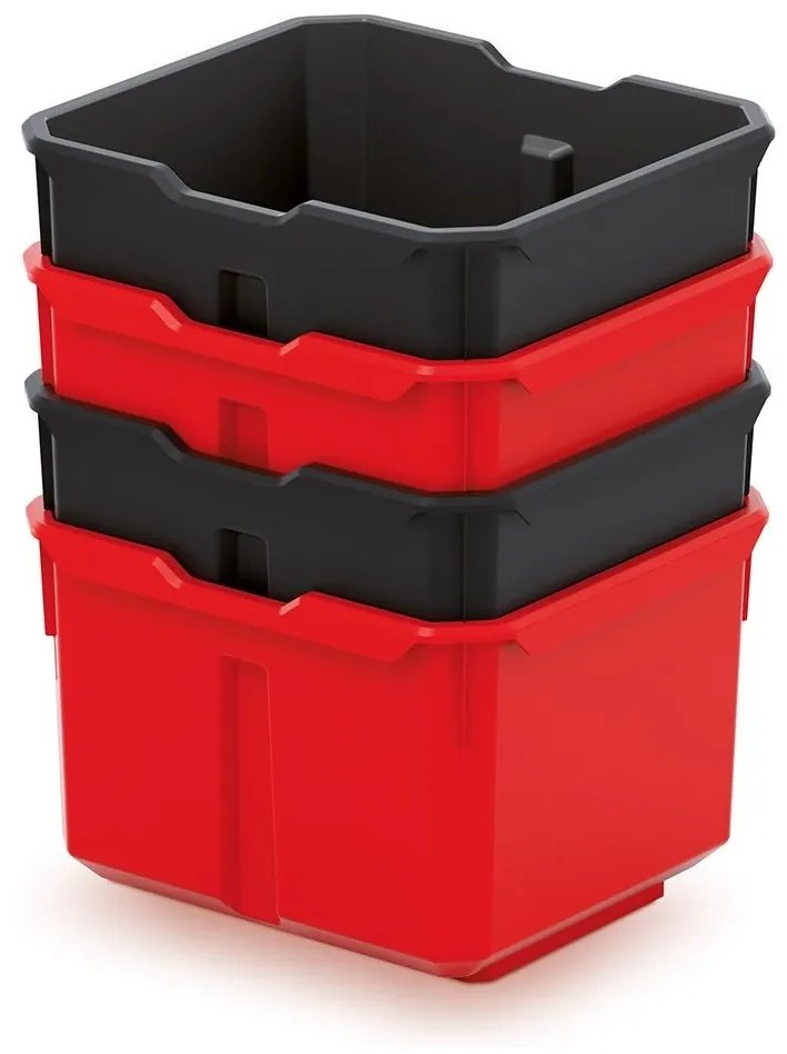 Kistenberg Sada 4 plastových boxů na nářadí X BLOCK BOX 157x140x210 černé/červené