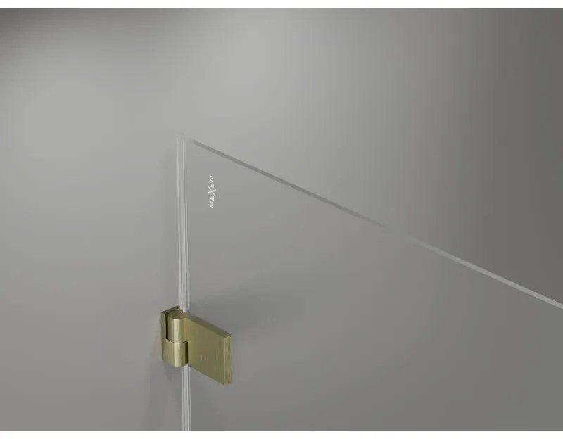 Mexen Lunar-B Duo, výklopný sprchový kout 100 x 70 cm, 8mm čiré sklo, zlatý matný profil, 832-100L-070P-55-00