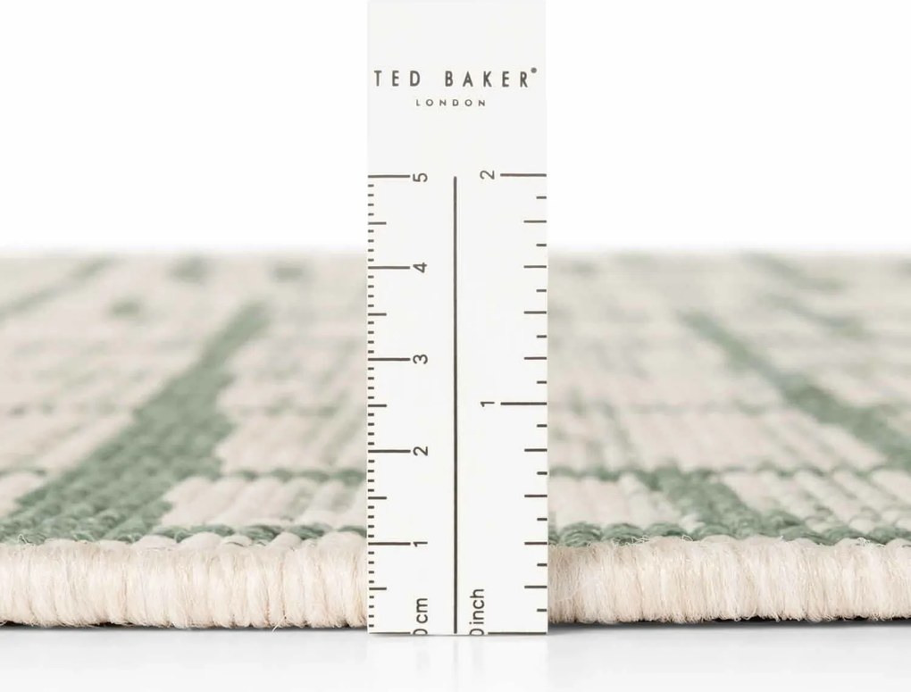 Ted Baker, Kusový koberec Ted Baker Haringey 106389 Green White kruh, 200x200, zelená, chodba / předsíň