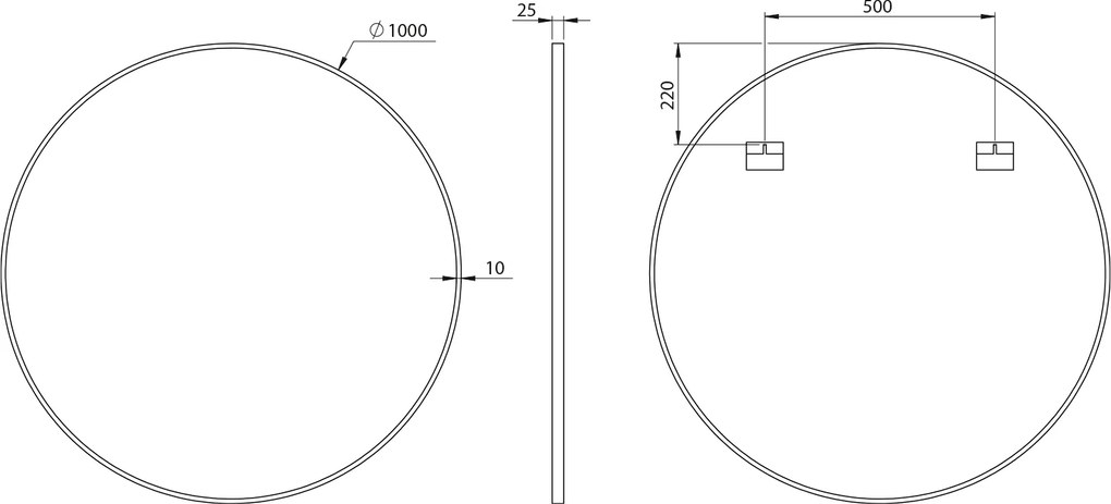 Sapho Sapho, AROWANA kulaté zrcadlo v rámu ø 100cm, černá mat, AWB100