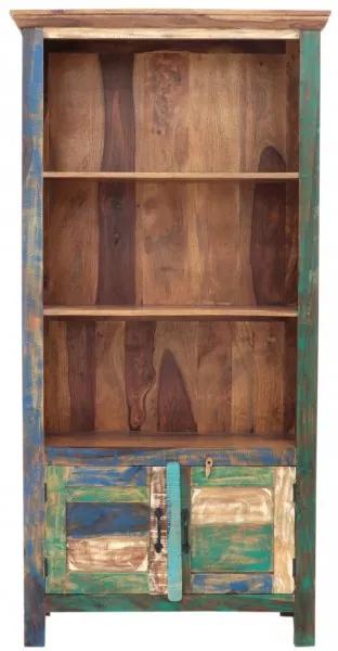 Indický nábytek - Knihovna Retro 90x180x35 recyklovaného mangového dřeva Old spice