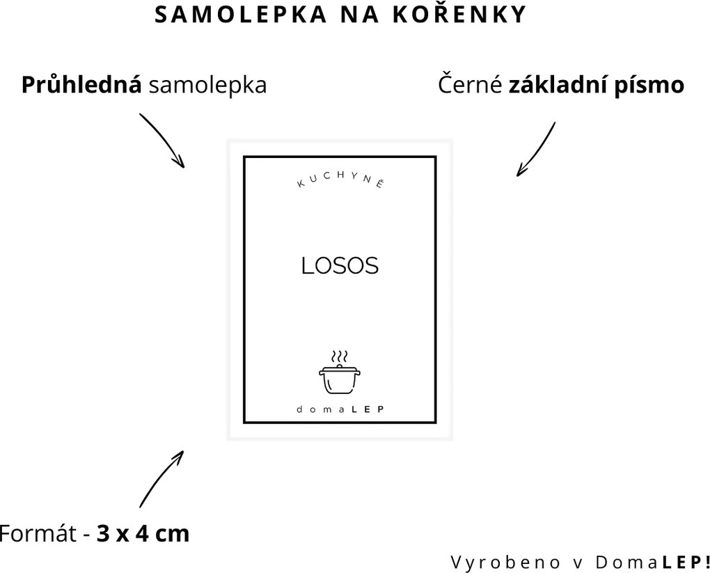 LOSOS - Samolepka na kořenky 3 x 4 cm - DomaLEP varianta: BÍLÁ - tučné písmo