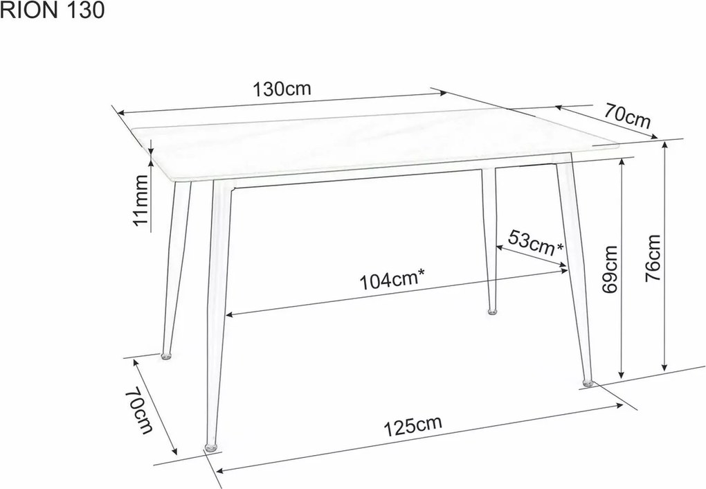 Jídelní stůl Rion 130 cm keramika bílý mramor/černý