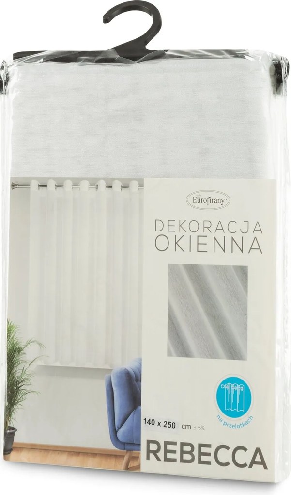 ZÁCLONA NA KROUŽCÍCH REBECCA 300X150 CM BÍLÁ