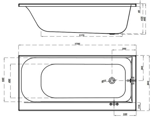 Cersanit Smart, akrylátová vana pravá 170x80cm + nožičky, bílá, S301-116