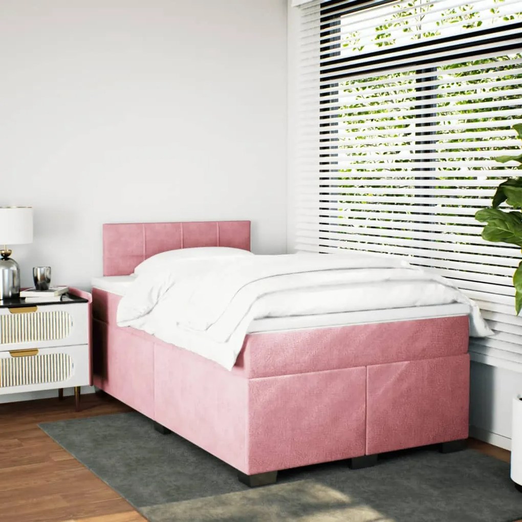 Box spring postel s matrací růžová 120 x 200 cm samet 3288587