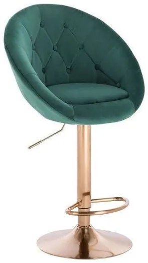 LuxuryForm DESIGN Barová židle VERA VELUR na zlaté kulaté podstavě - zelená