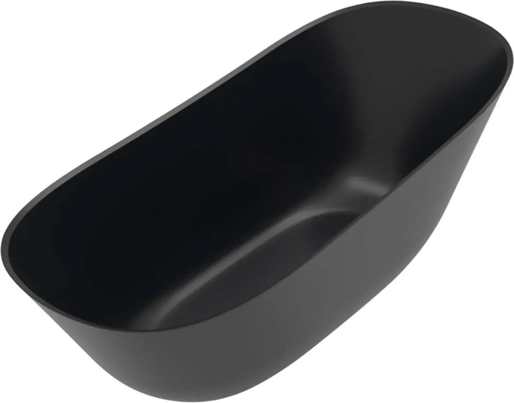 Villeroy & Boch Theano - Volně stojící vana 170x75 cm, Silent Flow, Quaryl, Pure Black UBQ170ANH7F200TVR7