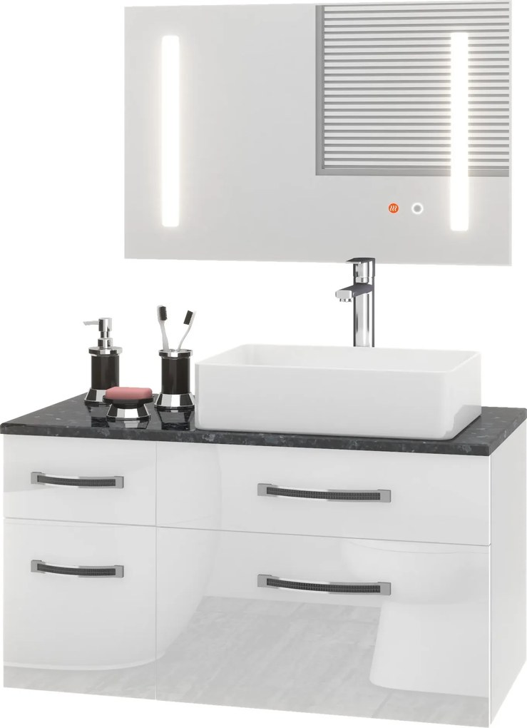 Koupelnový nábytek Belini Premium Full Version bílý lesk Euphoria EUP P 90L/0/W/W/0/BK/MB