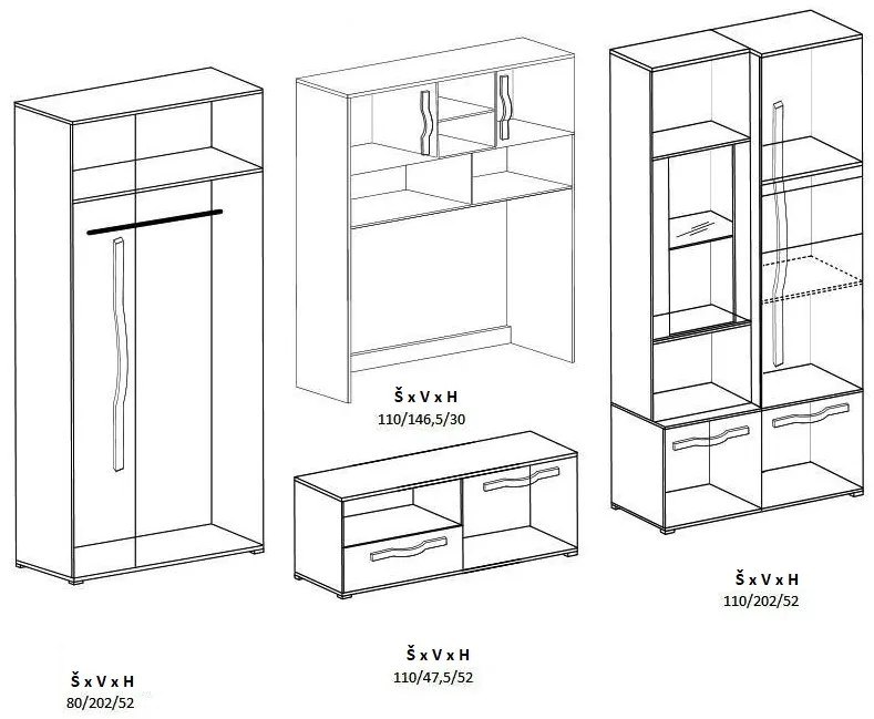 Velká obývací stěna Medea