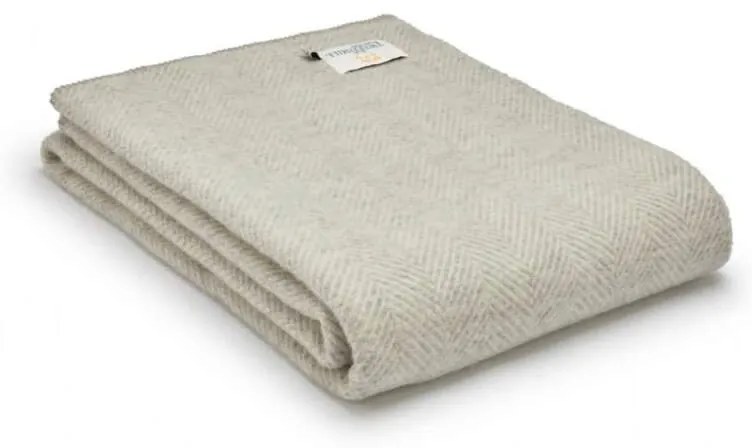Vlněná deka Fishbone Silver Grey (bez třásní) 200 x 140 cm Tweedmill
