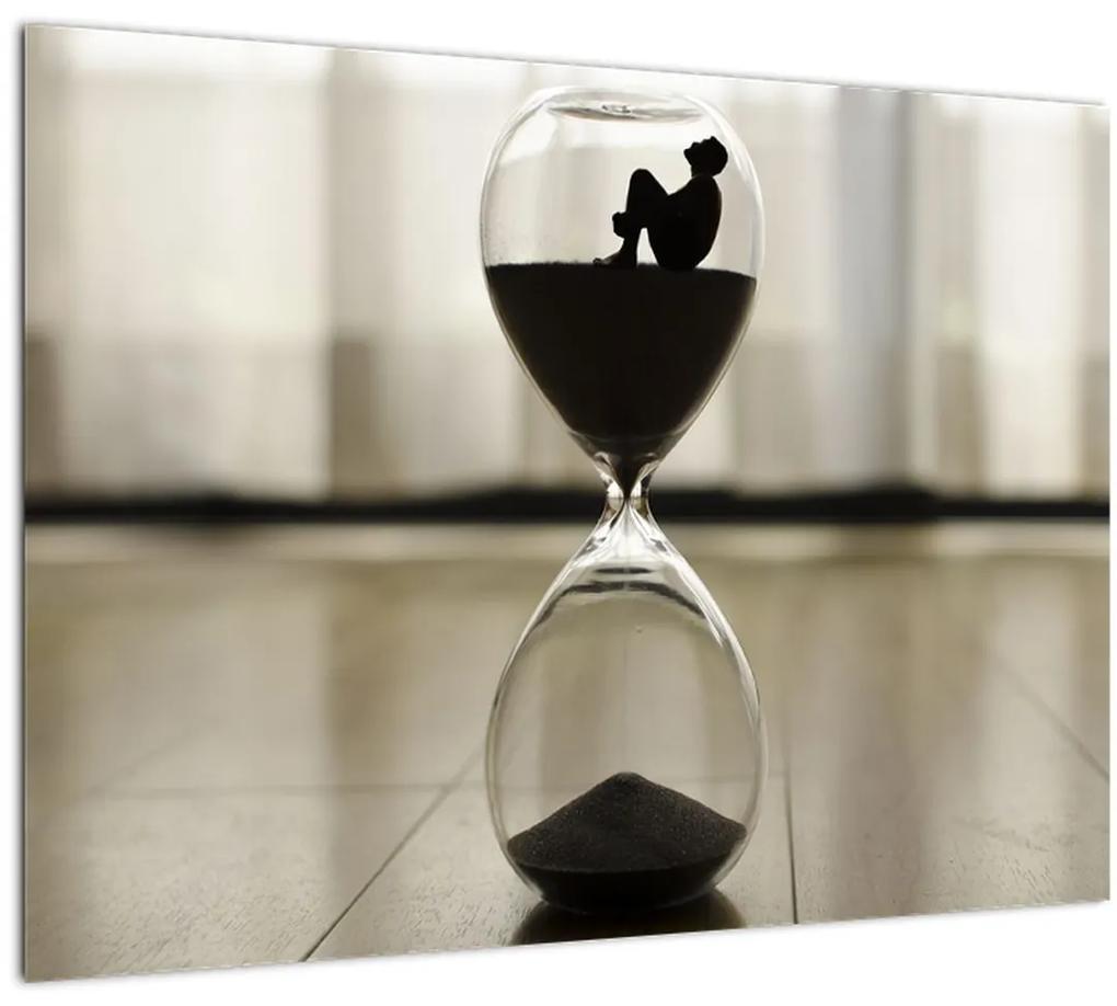Skleněný obraz přesýpacích hodin (70x50 cm)