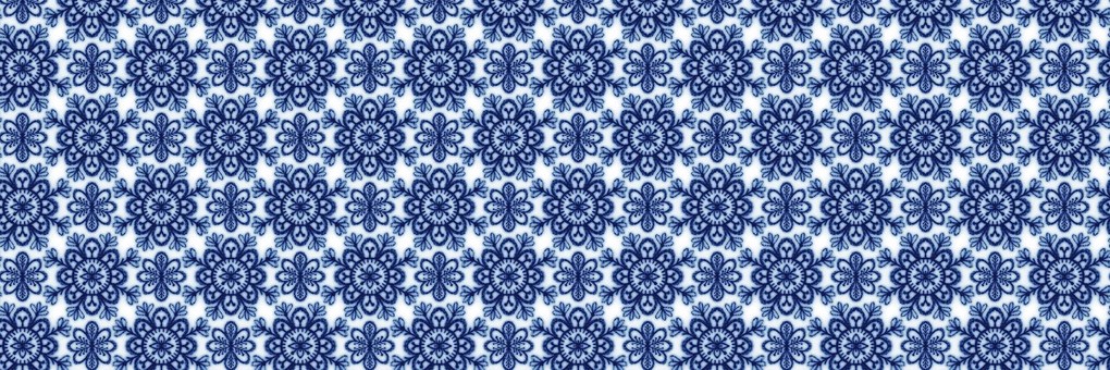 DIMEX | Fototapeta do kuchyně Modrotisk KI-180-241 | 180 x 60 cm | modrá, bílá