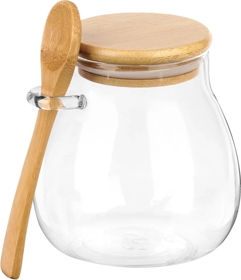 VILDE Sada 2ks sklenic na jogurt / dezert s bambusovým víčkem a lžicí, 2x440ml