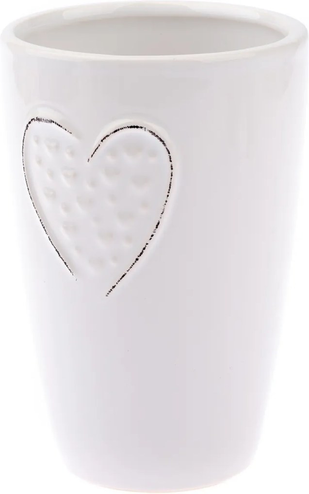 Keramická váza Little hearts bílá, 14,5 cm