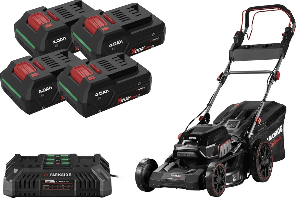 Parkside Performance® Aku sekačka na trávu Pprma 40-Li C3, 4x Smart 4 Ah