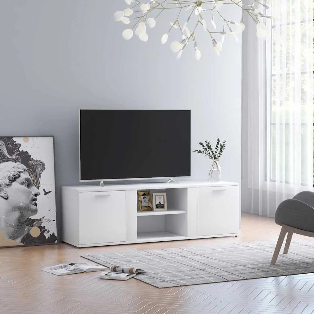 TV stolek bílý 120 x 34 x 37 cm kompozitní dřevo