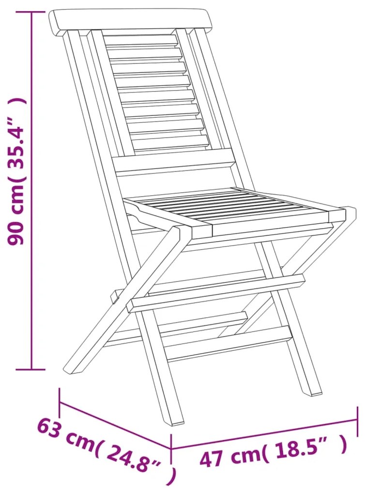 Skládací zahradní židle 2 ks 47x63x90 cm masivní teakové dřevo,  362755