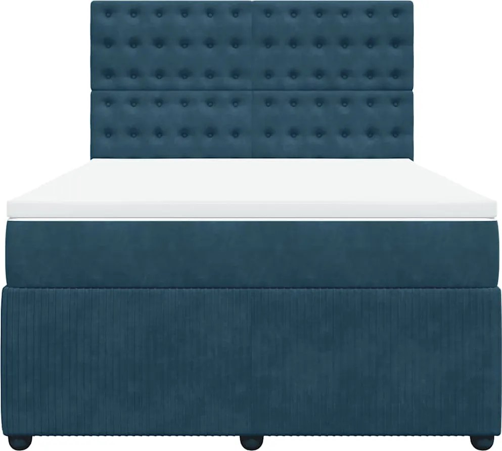 Box spring postel s matrací modrá 160 x 200 cm samet 3294698