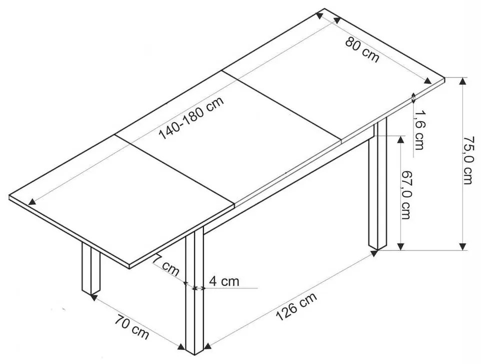 Jídelní stůl Hendrix, dub wotan / černá