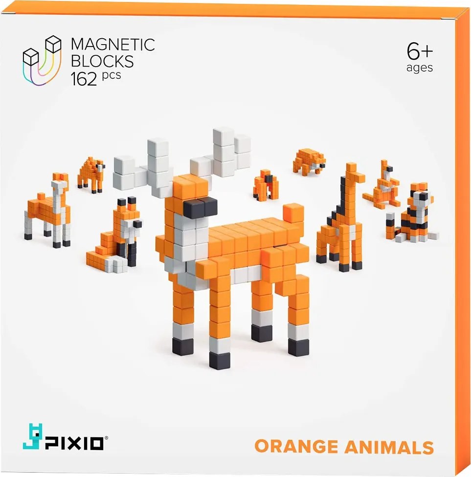 PIXIO Orange Animals - Magnetická stavebnice