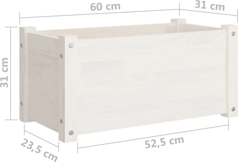 vidaXL Zahradní truhlík 60 x 31 x 31 cm masivní borovice [810706] Barva: Bílá