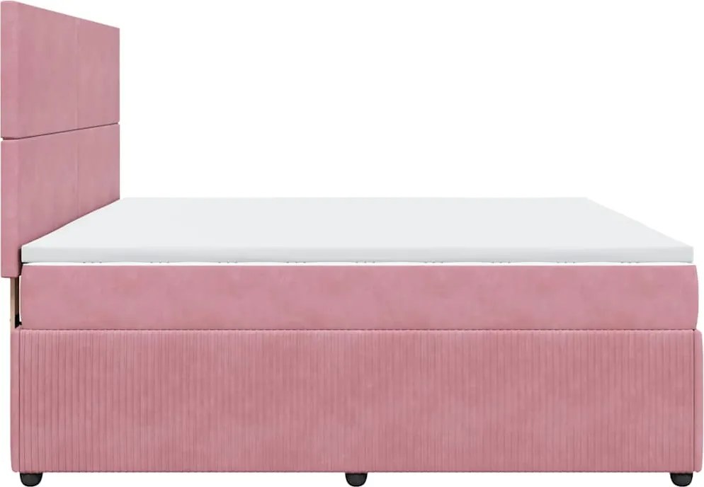 Box spring postel s matrací růžová 180x200 cm samet 3292405